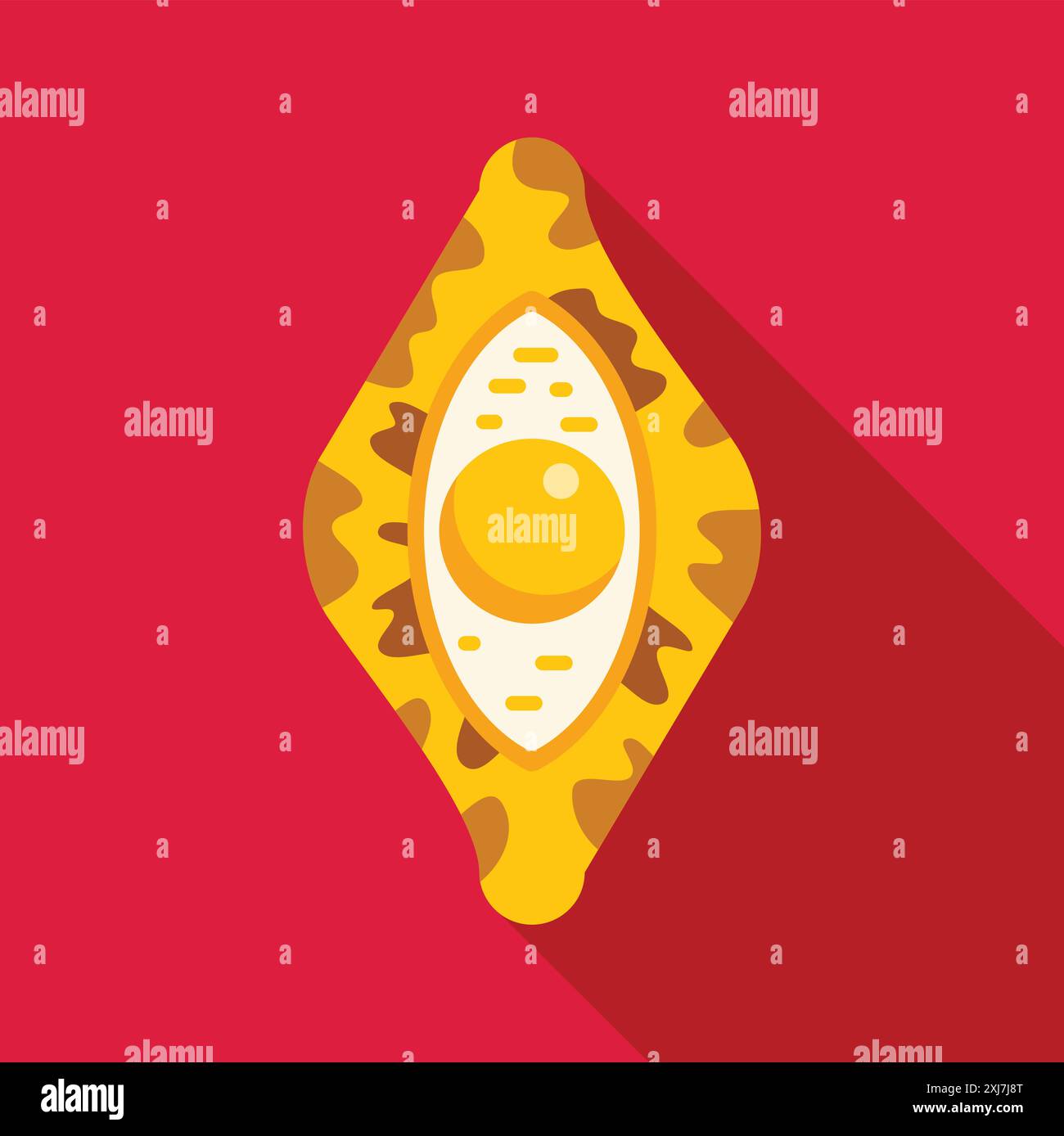 Durian tropical fruit flat icon showing the seed inside on a red ...