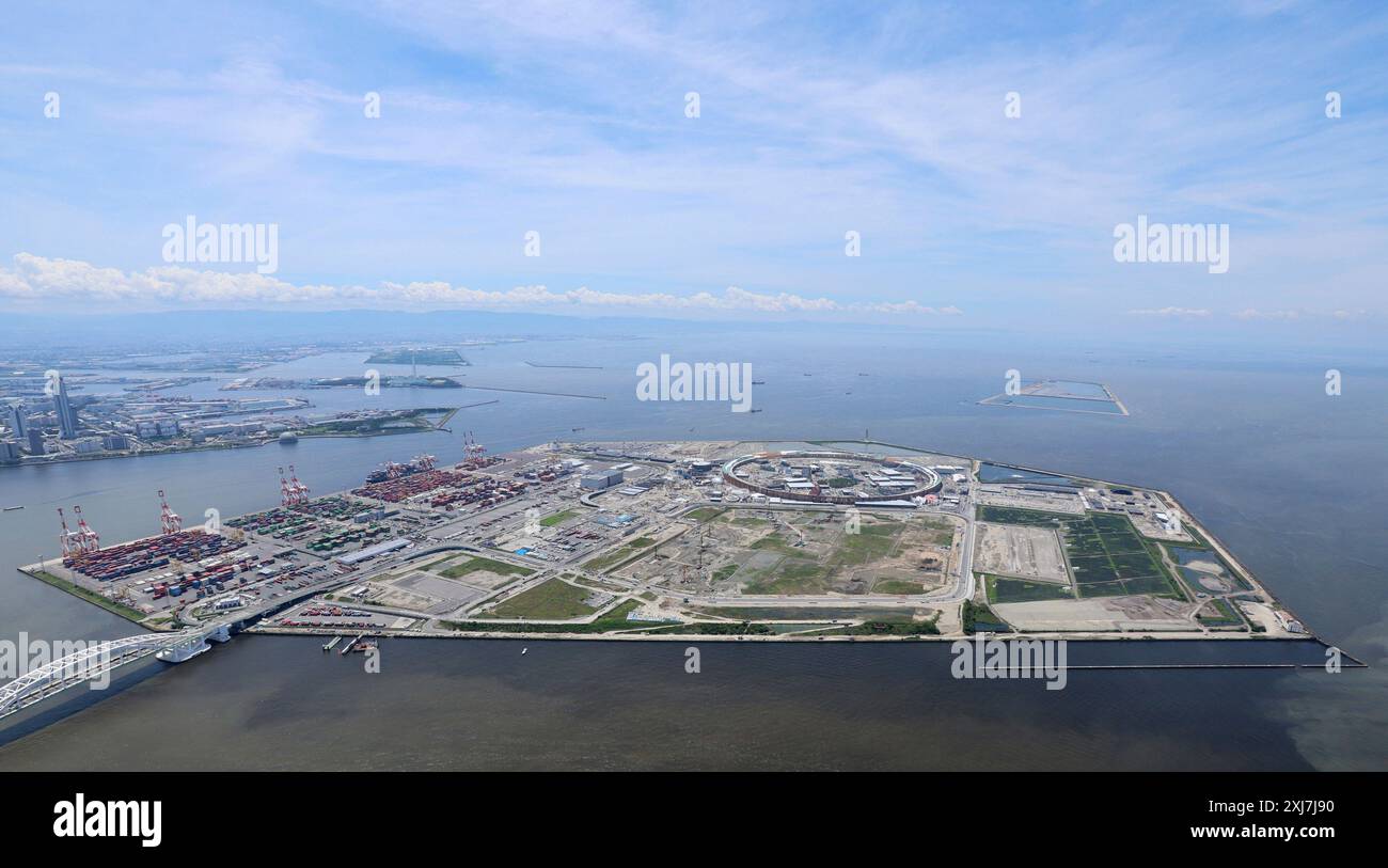 An aerial photo shows Yumeshima ( lit. "Dream Island"), a venue of the ...