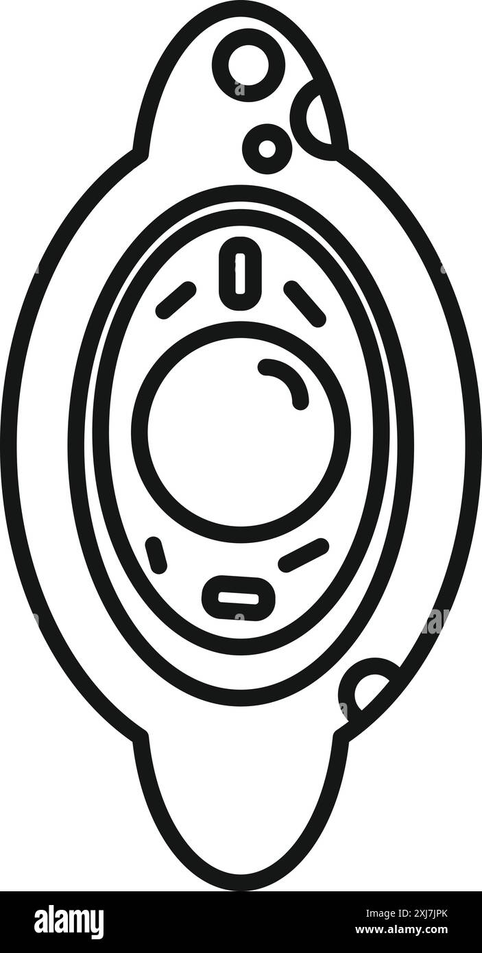 Simple black and white line drawing of a spaceship window showing ...
