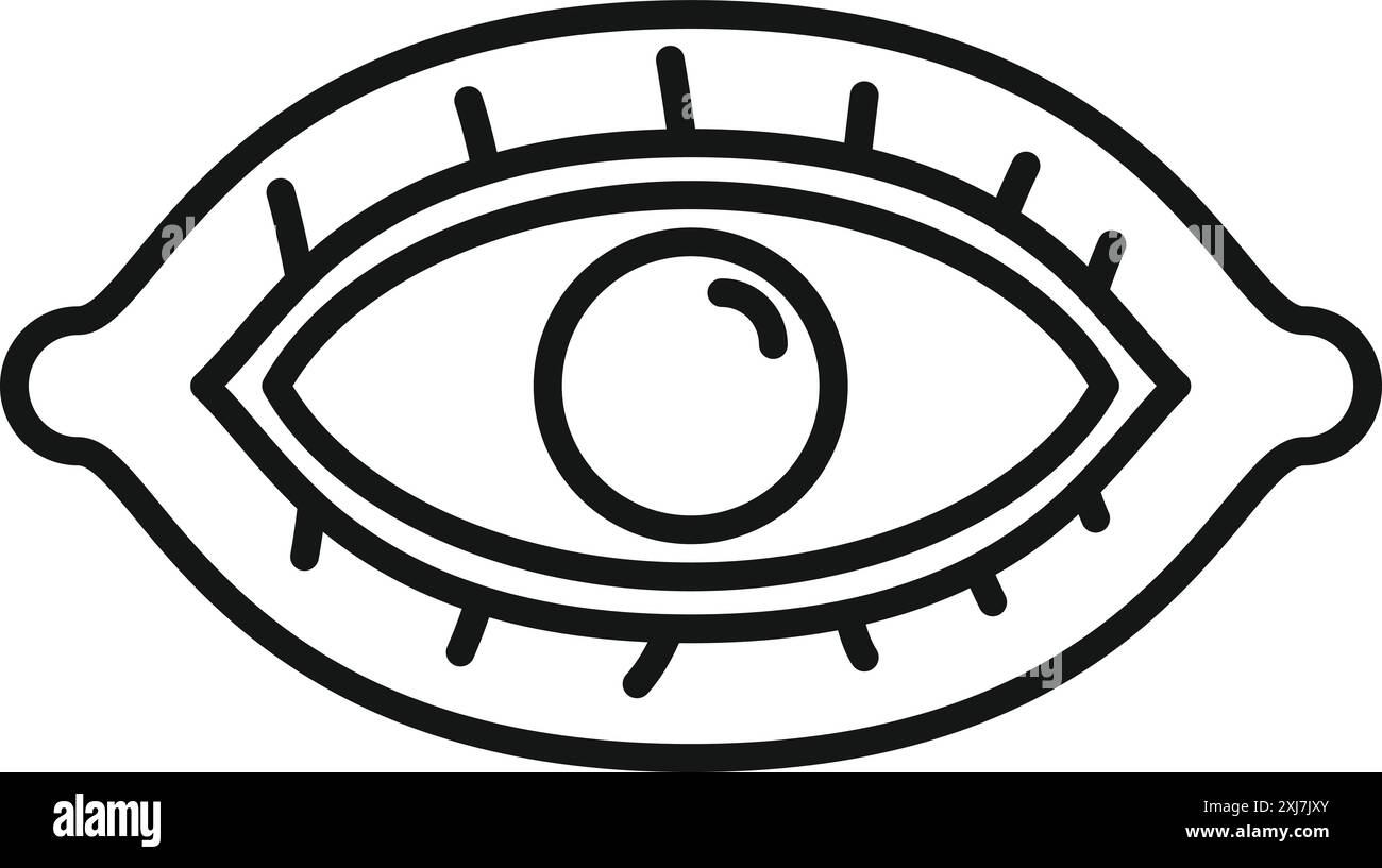 Simple line art icon depicting an eye looking through a keyhole ...