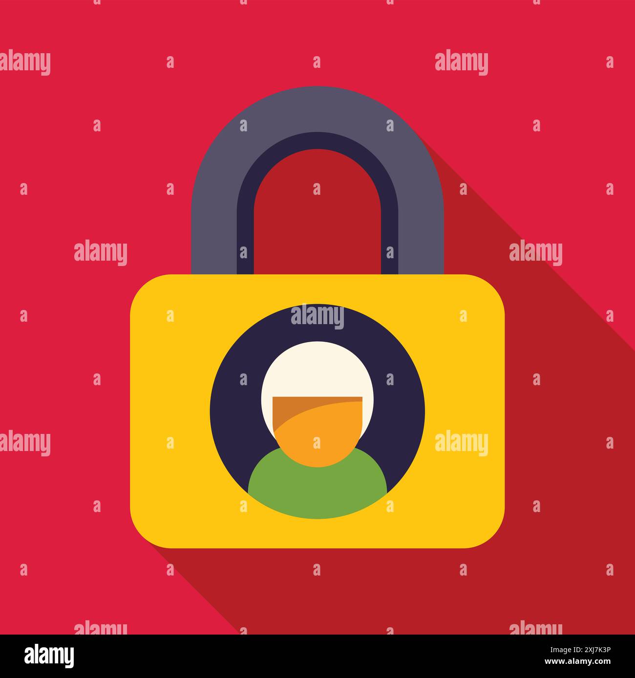 Yellow padlock protecting user account with profile picture ...