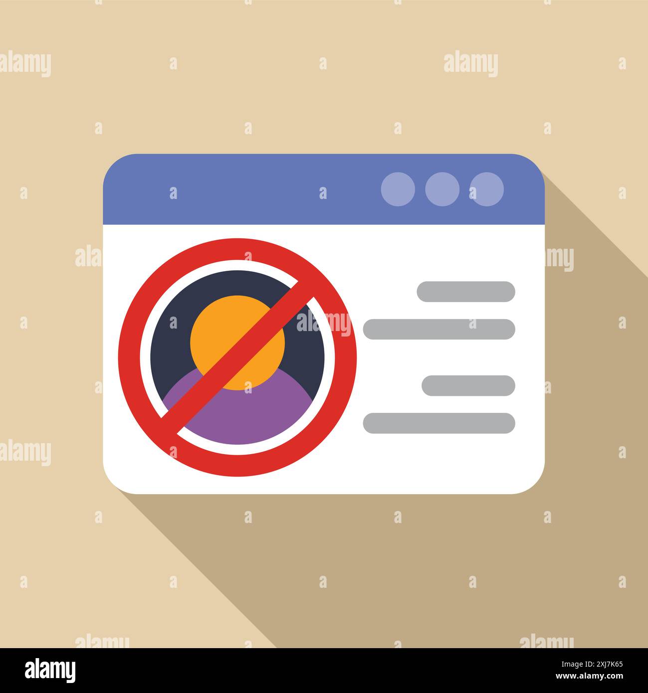 Illustration of website with user account blocked from accessing online ...