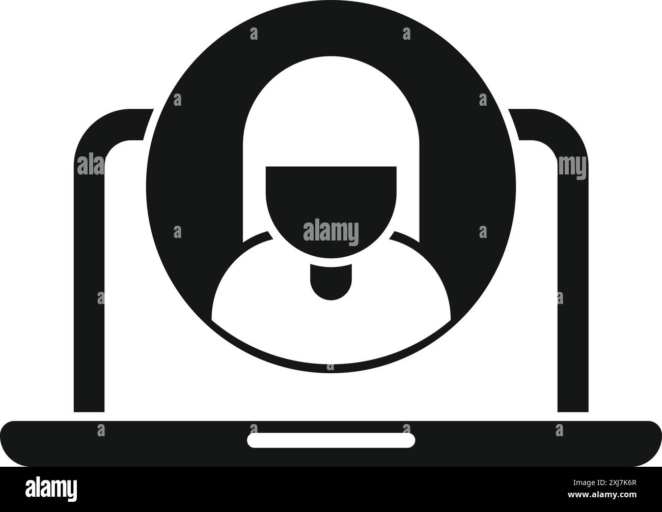 Black and white icon of a doctor giving a medical consultation using a ...