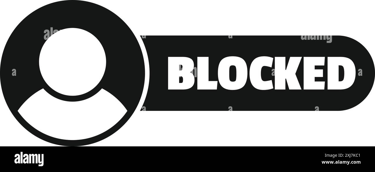 Simple icon representing a user account being denied access or blocked ...