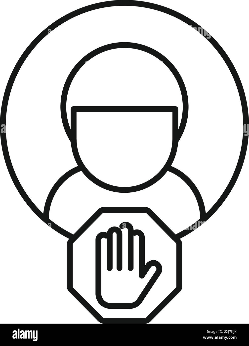 Line drawing of a person holding a stop sign showing a refusal gesture ...