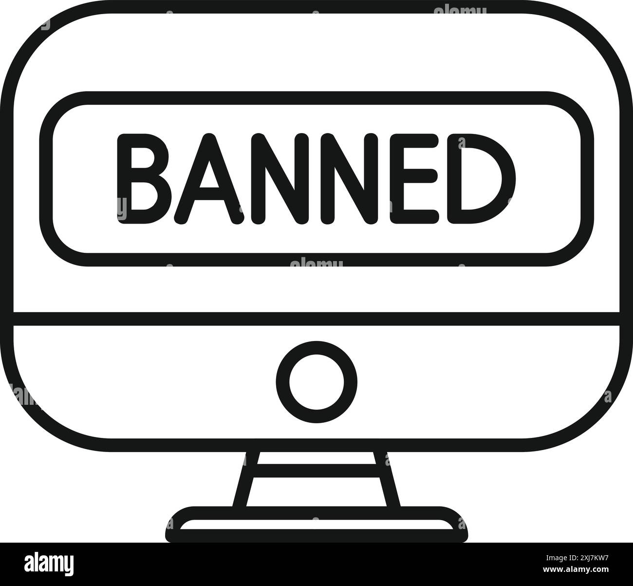 Line art icon of a desktop computer displaying the word banned Stock Vector Image & Art - Alamy
