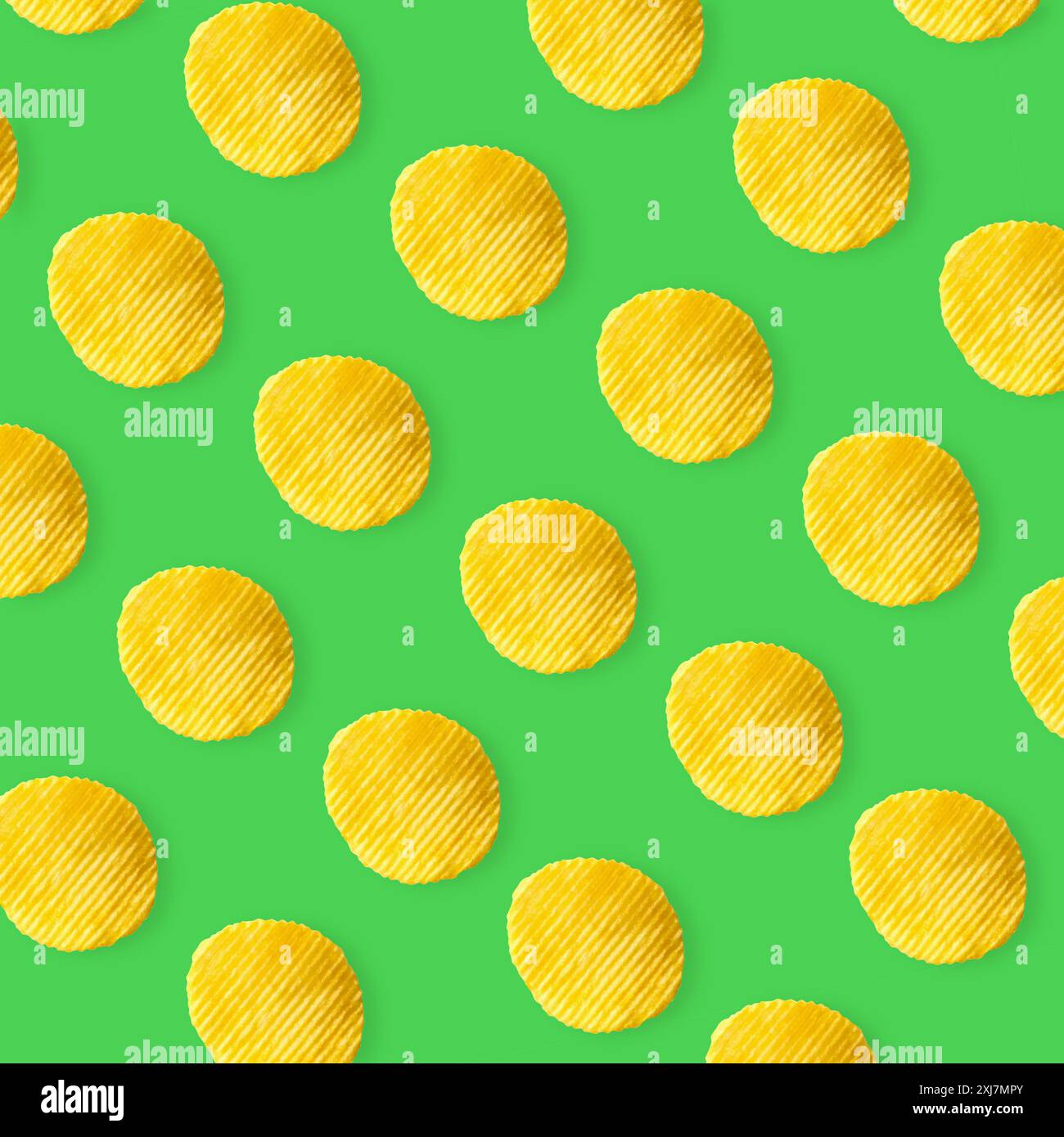 Potato chips pattern on pastel green background top view flat lay Stock ...