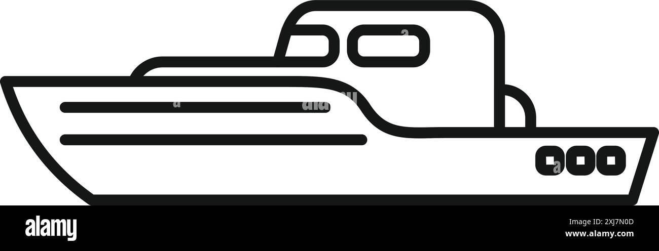 Minimalist line art icon of a patrol boat patrolling the sea Stock ...