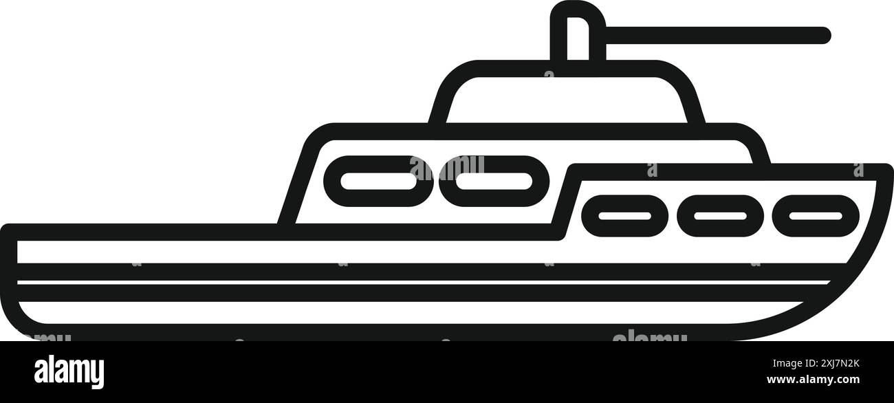Simple outline style icon of a patrol boat for river and sea security ...