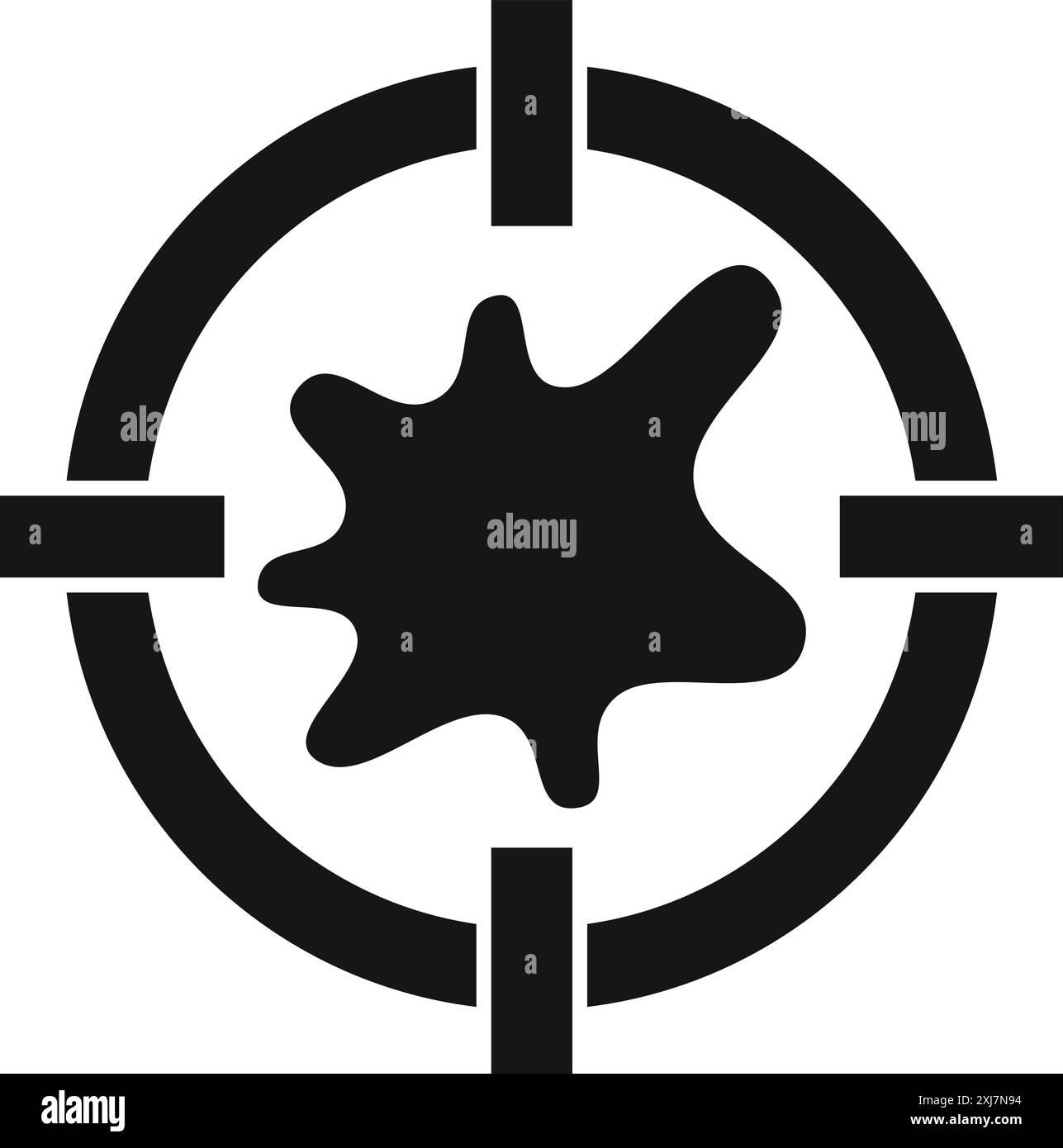 Simple icon of a sniper scope targeting a paint splash, representing ...