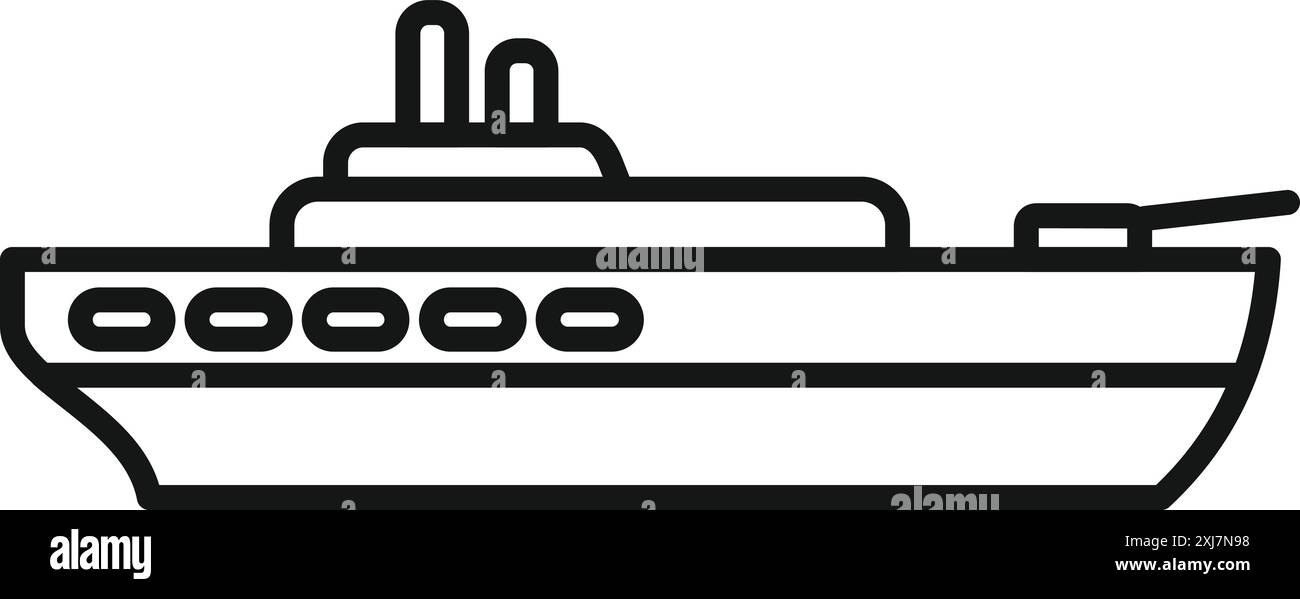 Line drawing of a military warship patrolling the sea Stock Vector ...