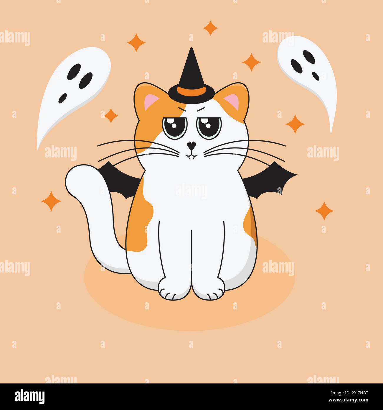 Cute White and Ginger Cat Dressed in Halloween Costume in October ...