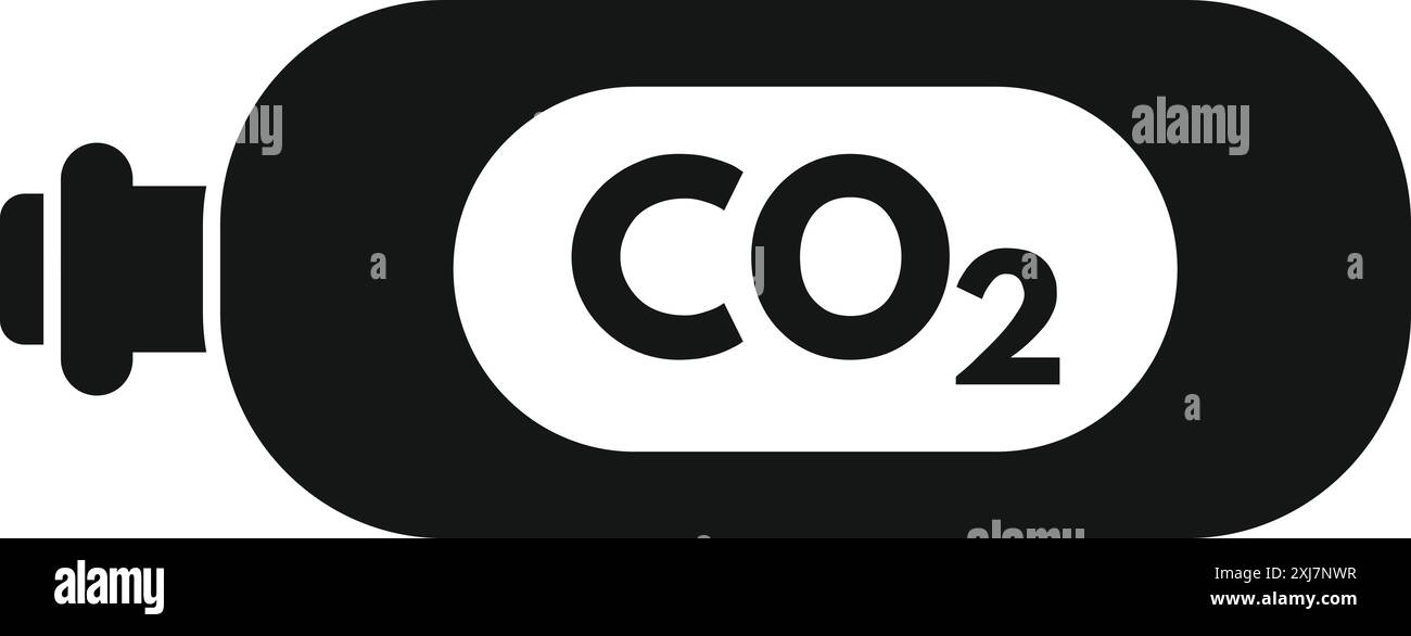 Black and white icon of a co2 gas cylinder representing carbon dioxide ...
