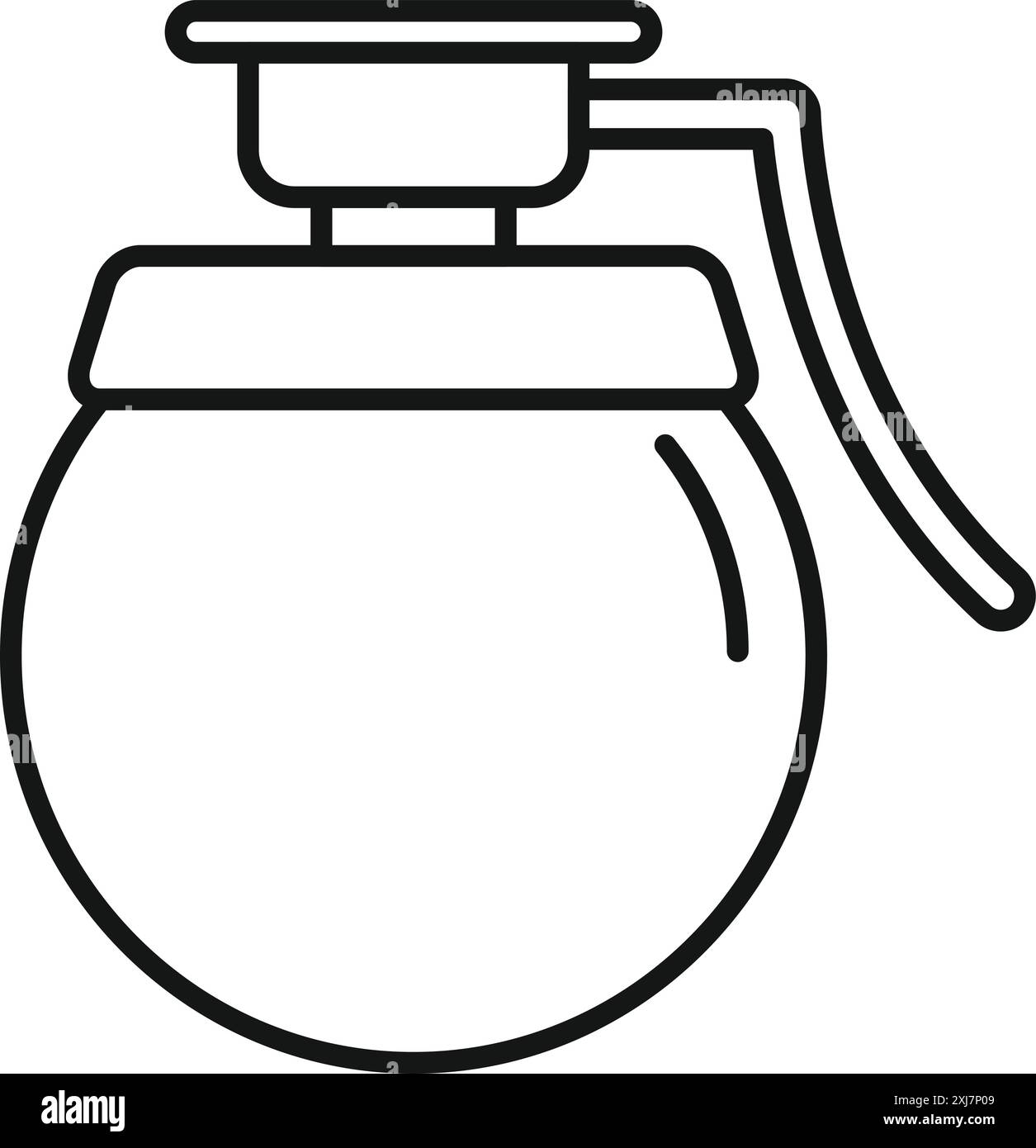 Simple line icon of a grenade, featuring a round body, a pull ring, and a top mechanism Stock ...