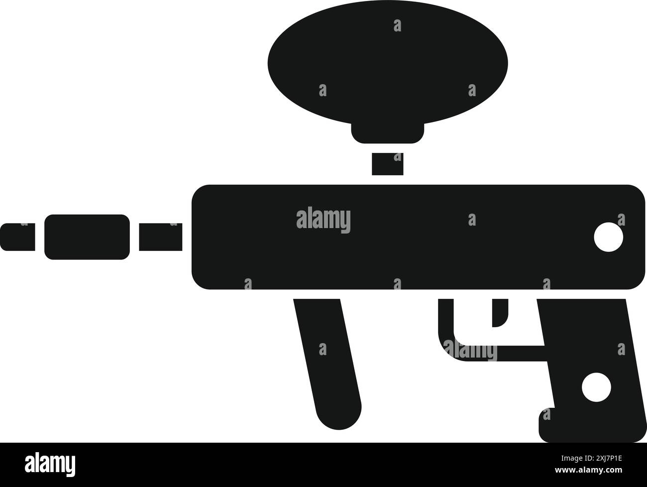 Paintball Gun Silhouette Man Aiming Paintball Gun Black And White