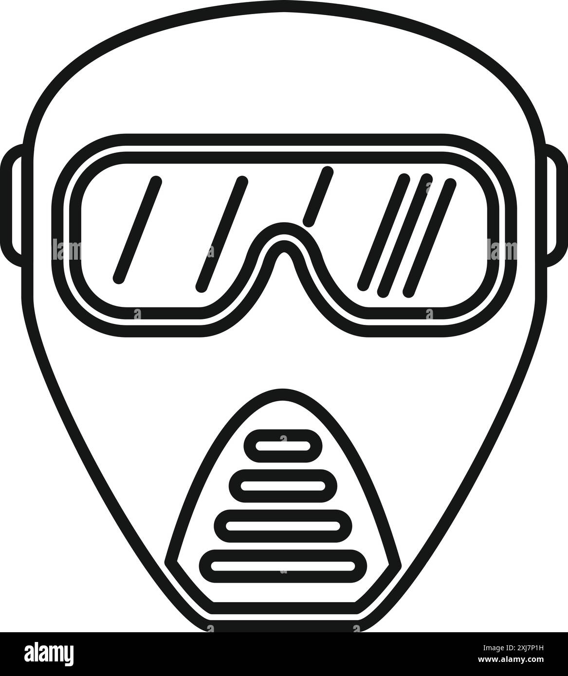 Line drawing of a paintball mask protecting the face with its ...