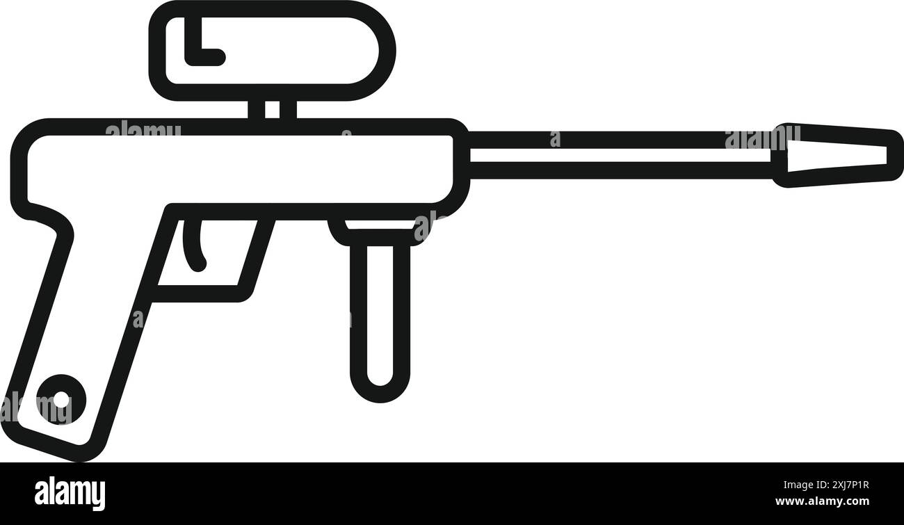 Simple line drawing of a paintball marker gun, perfect for representing ...
