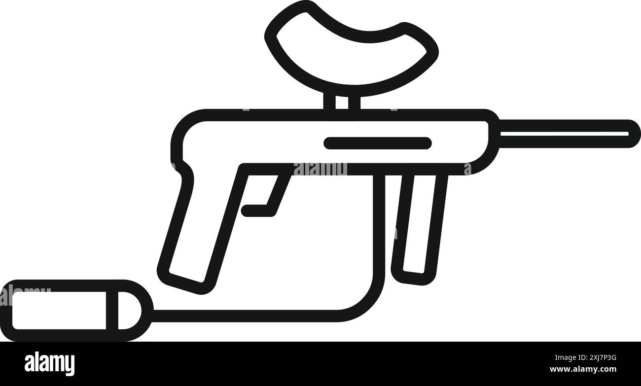 Paintball gun connected with gas tank is ready for playing paintball ...