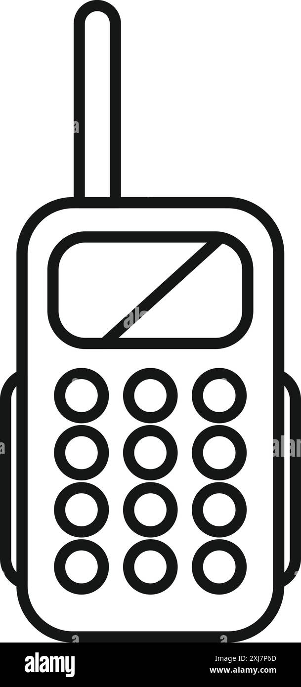 Line drawing of a portable radio transceiver showing buttons and ...