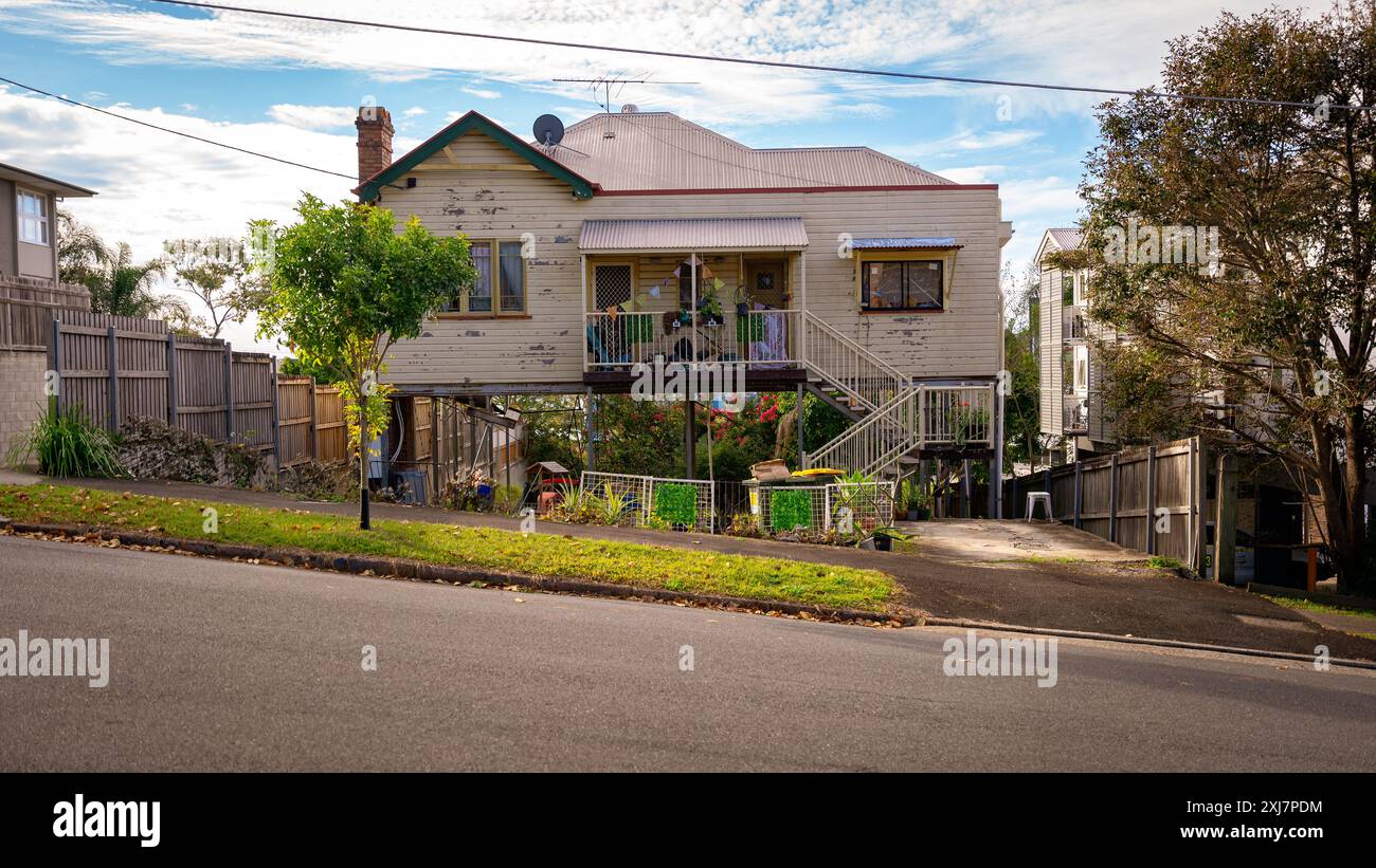 Brisbane, QLD, Australia - Traditional Queenslander timber house on ...