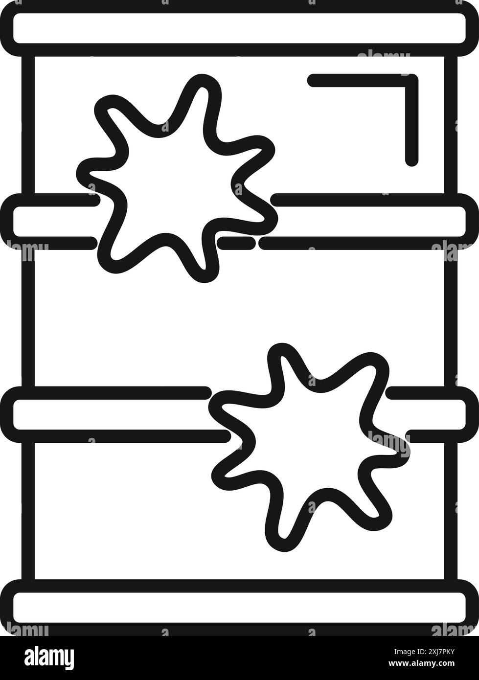 Line drawing of a metal barrel leaking toxic waste, illustrating the ...