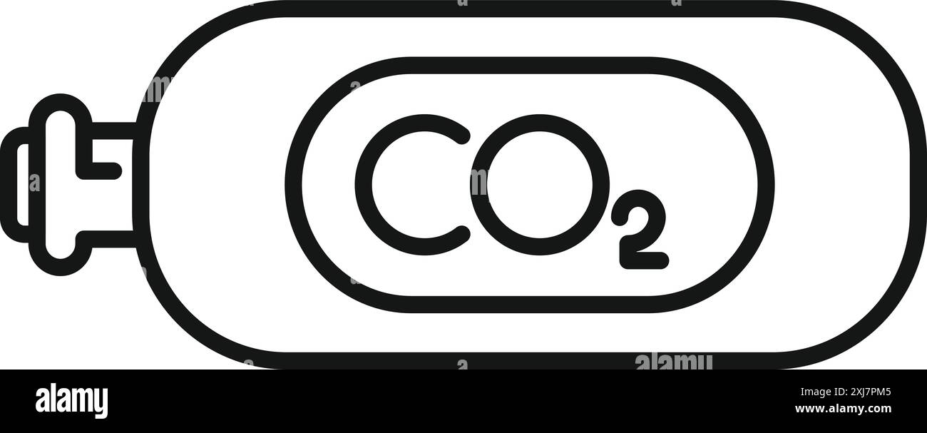 Line art icon of a gas cylinder containing co2, representing carbon ...