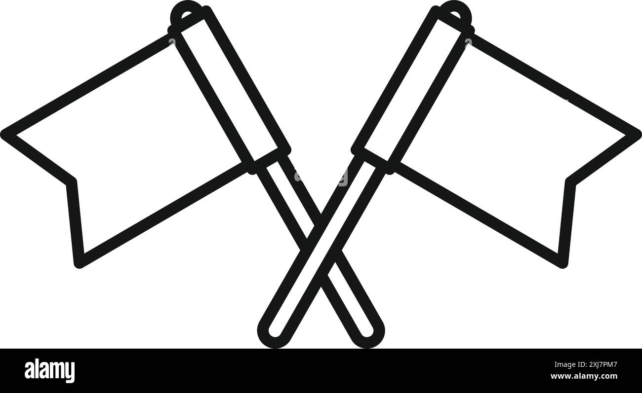 Simple line drawing of two crossed flags, symbolizing agreement ...