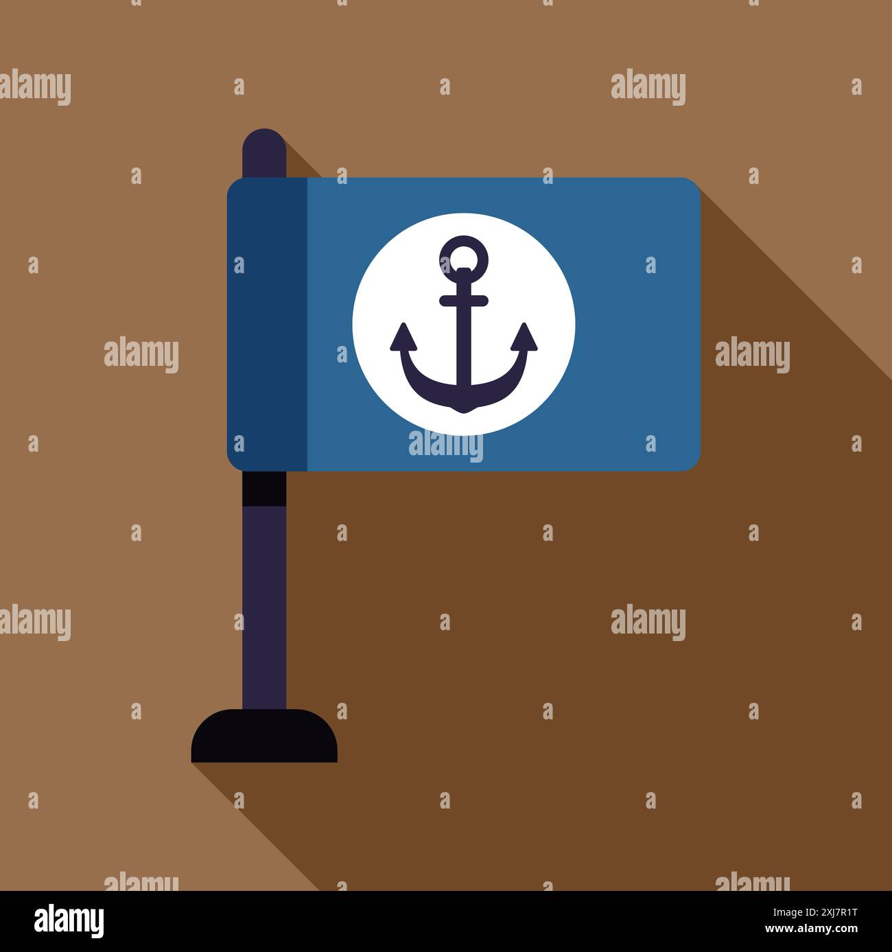 Blue flag with anchor symbol waving in the wind, representing maritime ...