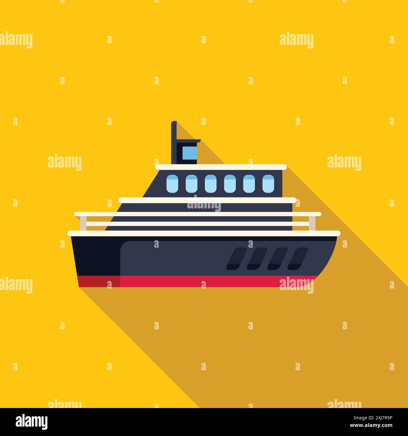 Minimal illustration featuring a modern cruise ship sailing on a ...