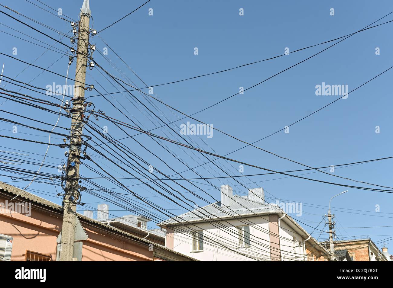 A pole with electrical wires Stock Photo - Alamy