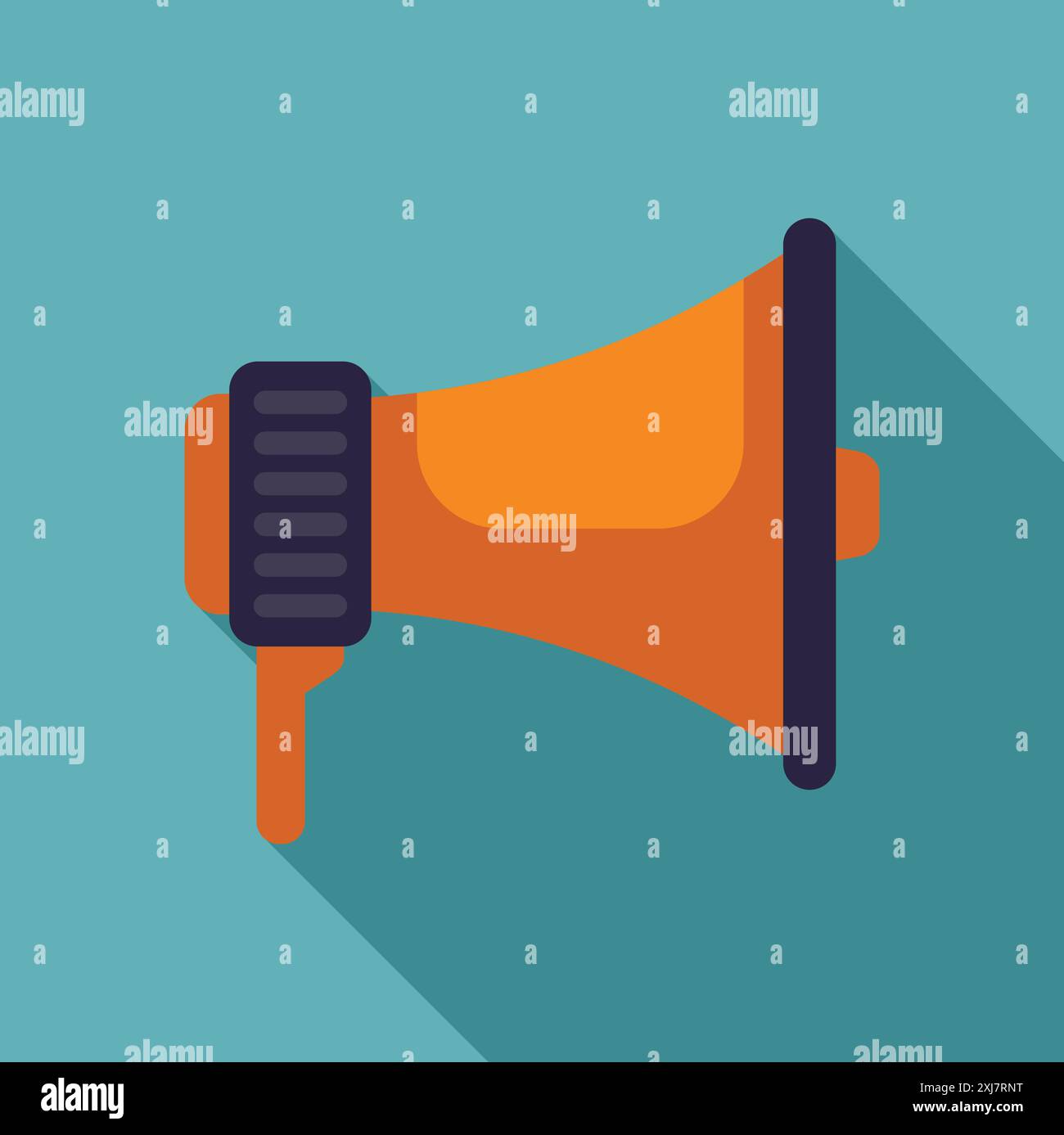 Orange megaphone making an announcement, delivering a message, speaking ...