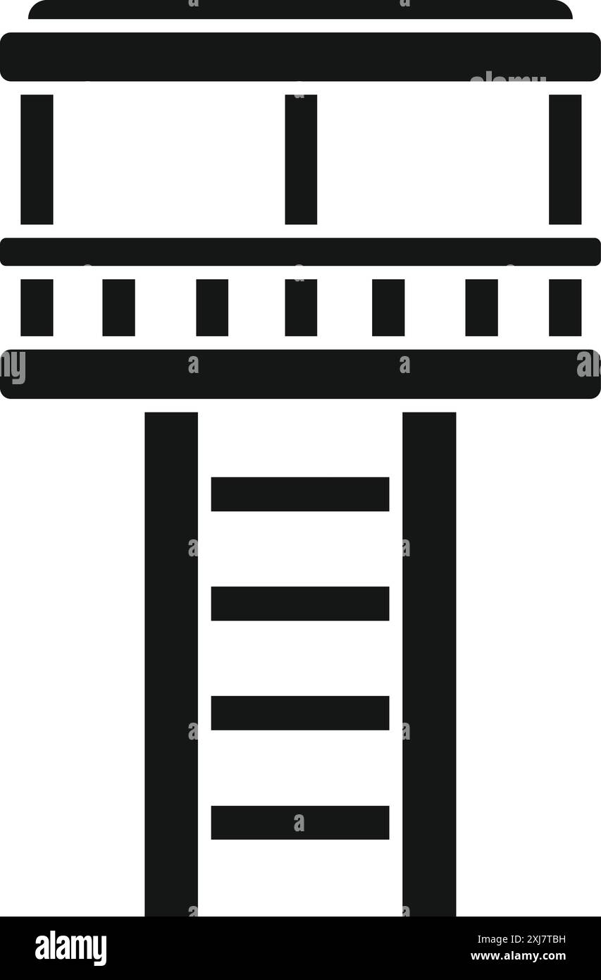 Wooden watchtower with ladder standing strong in black and white ...