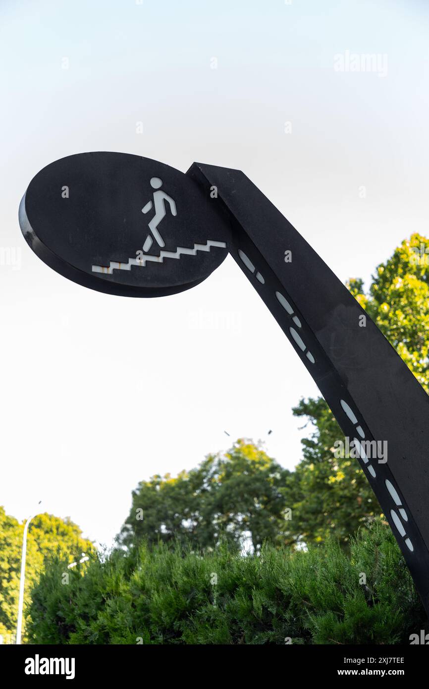 Pedestrian underpass sign at the entrance of an underground crosswalk ...