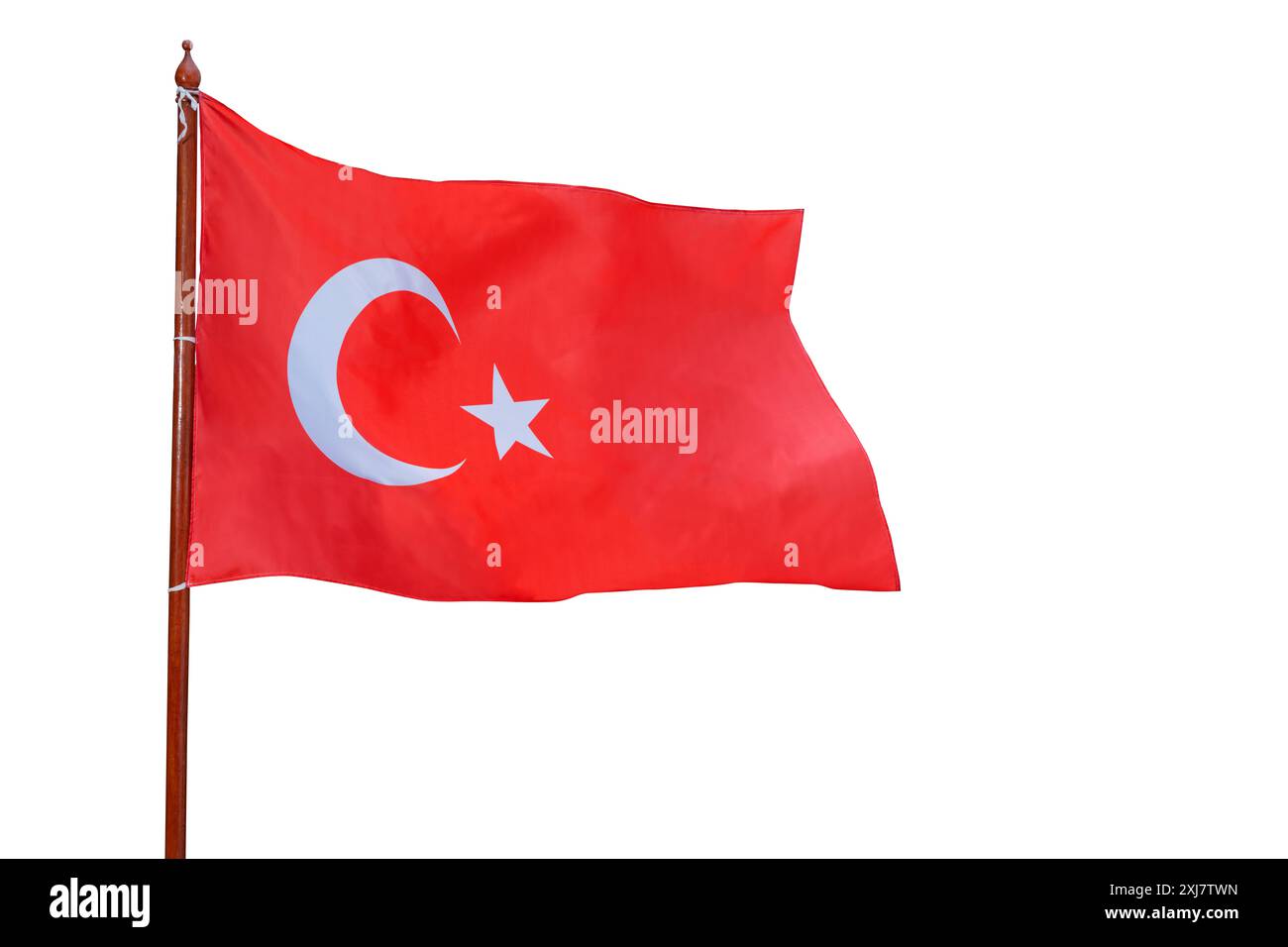 A red and white flag with a crescent moon and star. The turkish flag is ...