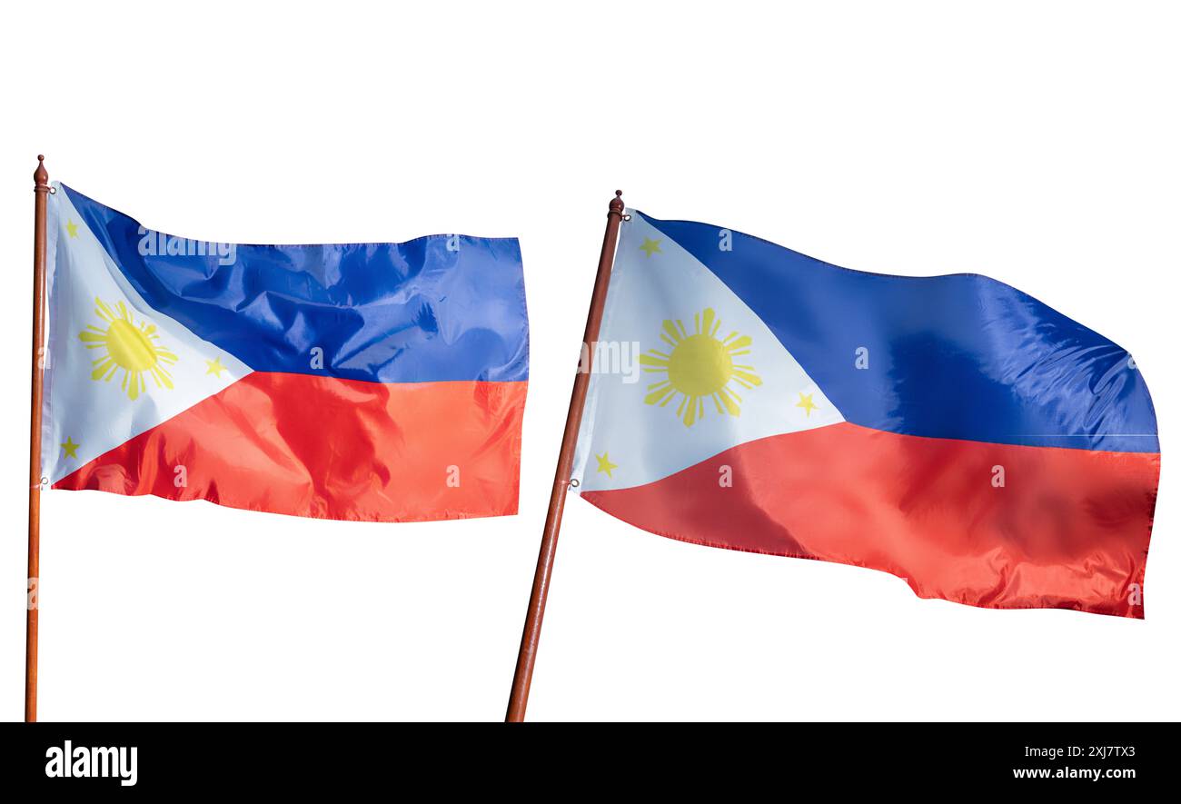 Two flags of the Philippines are shown, one on the left and one on the ...