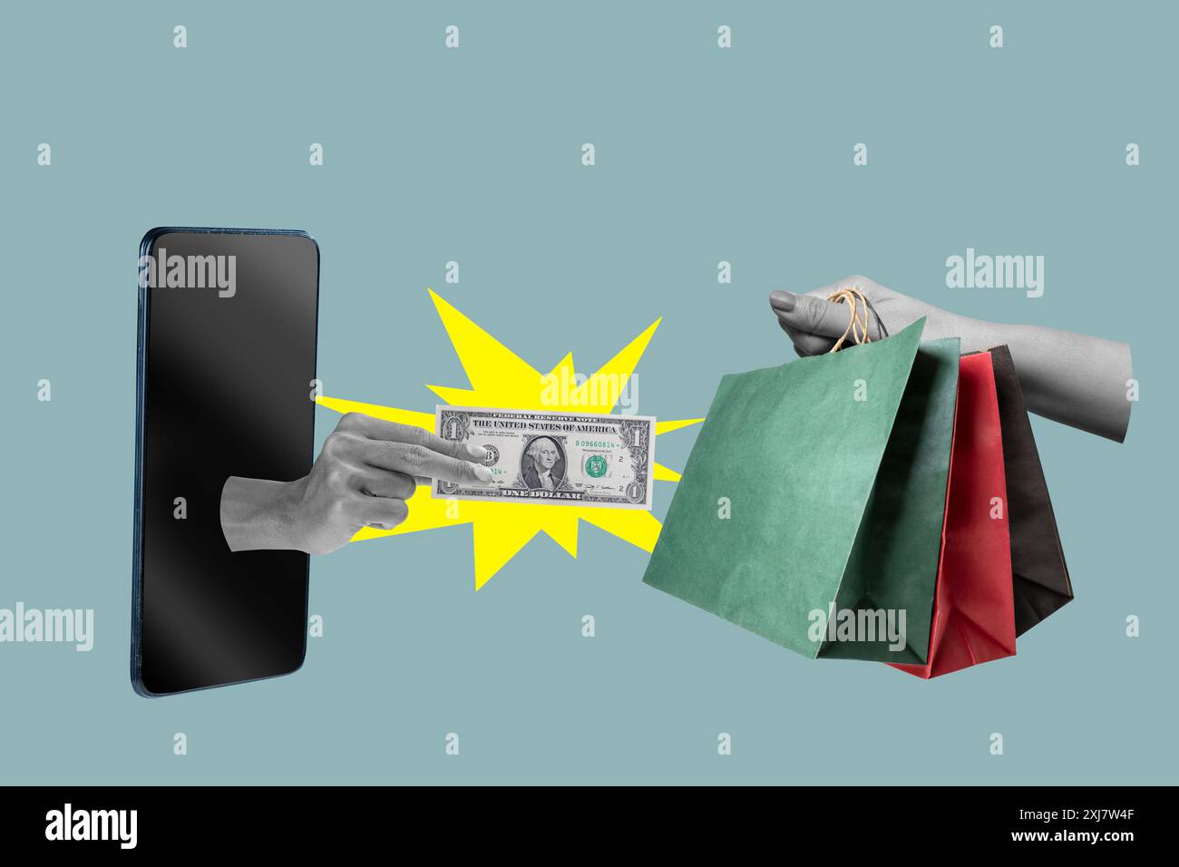 A person is giving a cell phone to another person in exchange for a ...