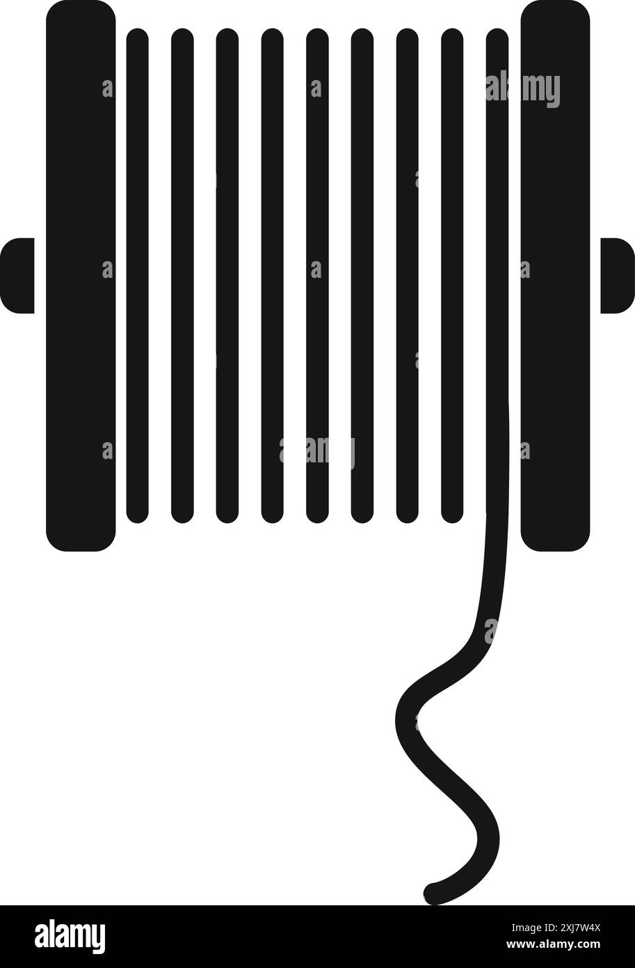 Black silhouette icon of a cable roll with a loose end, used for ...
