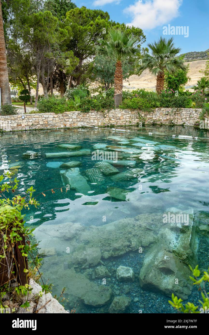 Cleopatra Pool in the ancient city of Hierapolis in Pamukkale, Denizli ...