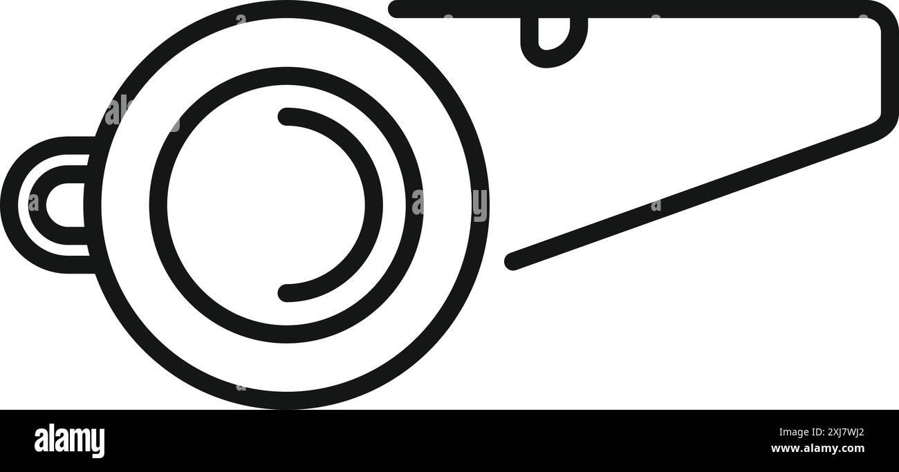 Simple black outline icon of a whistle often used by referees and ...