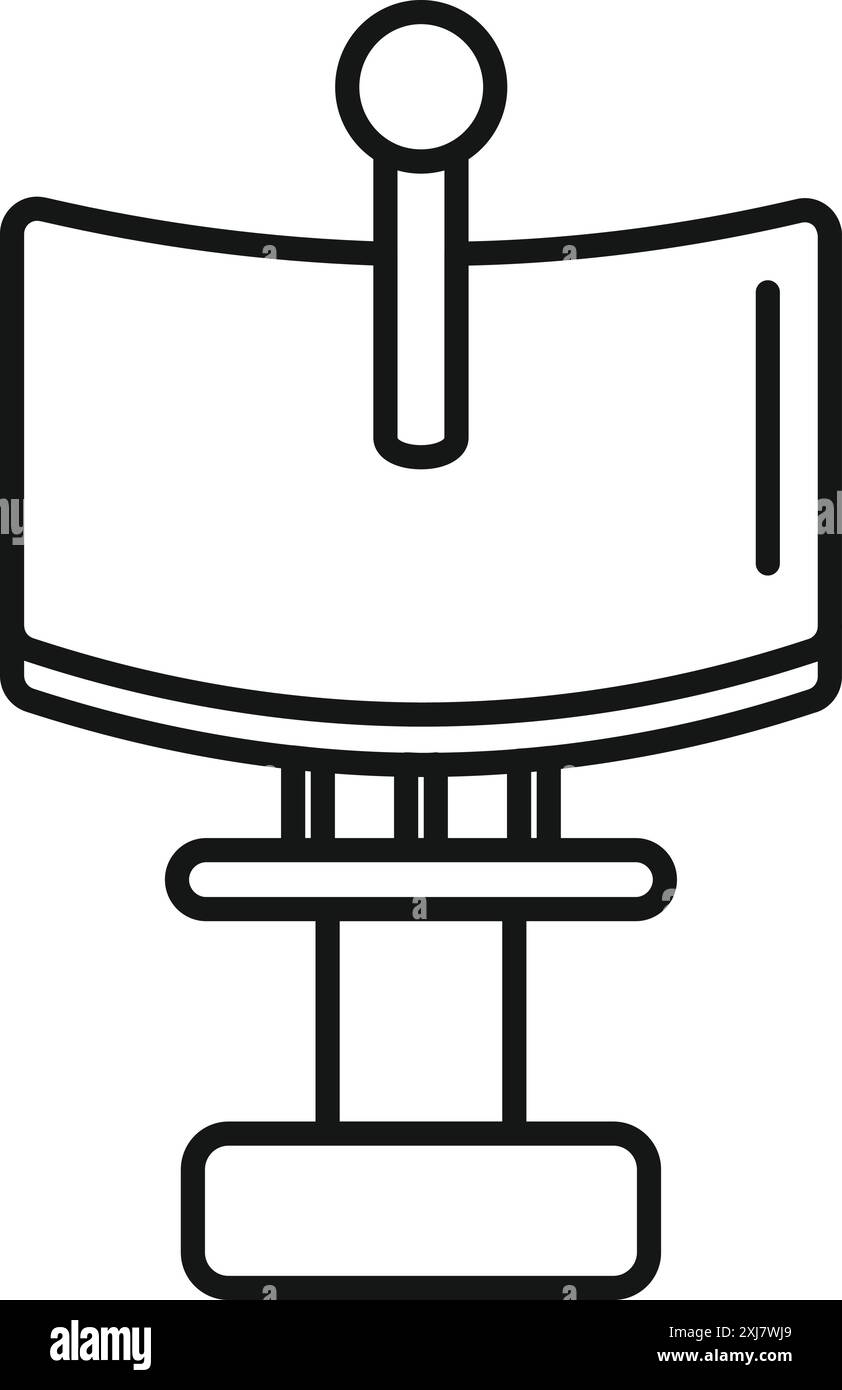 Curved interactive whiteboard with marker standing on adjustable stand ...