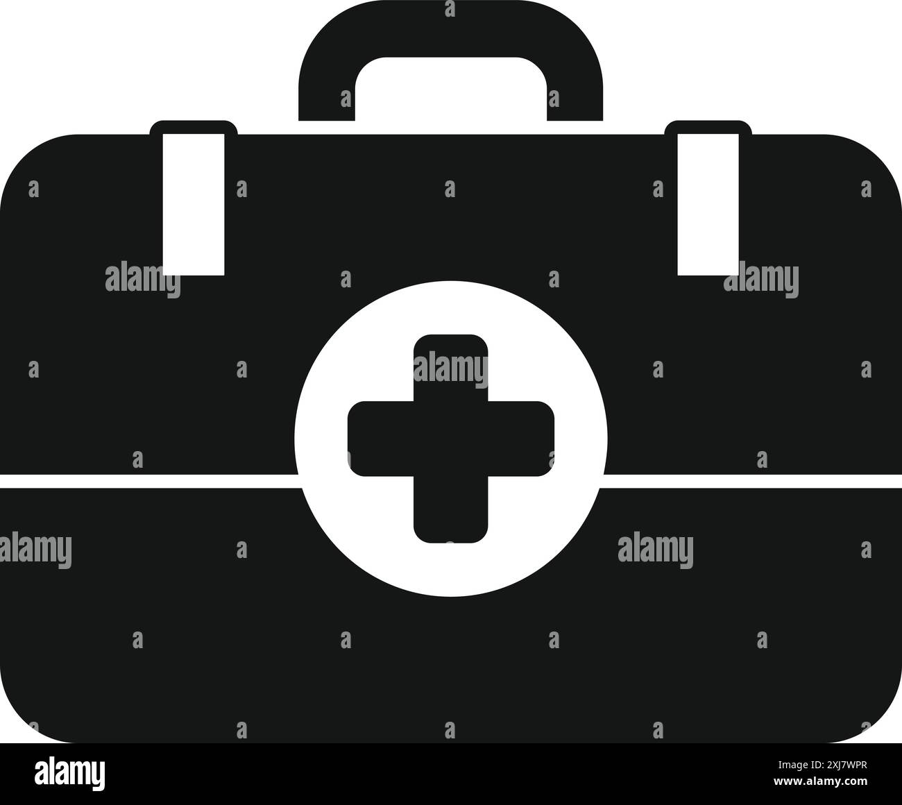 Simple black icon of a first aid kit, representing medical help and ...