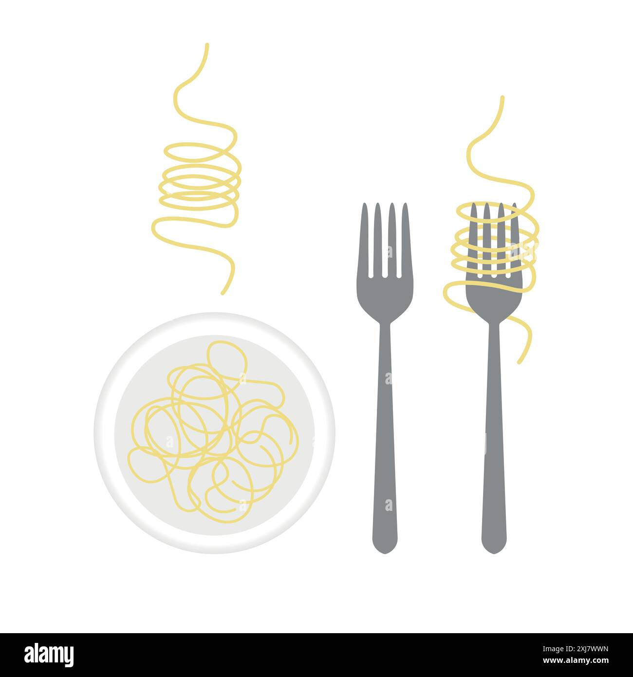 Pasta noodles fork line Stock Vector Images - Alamy