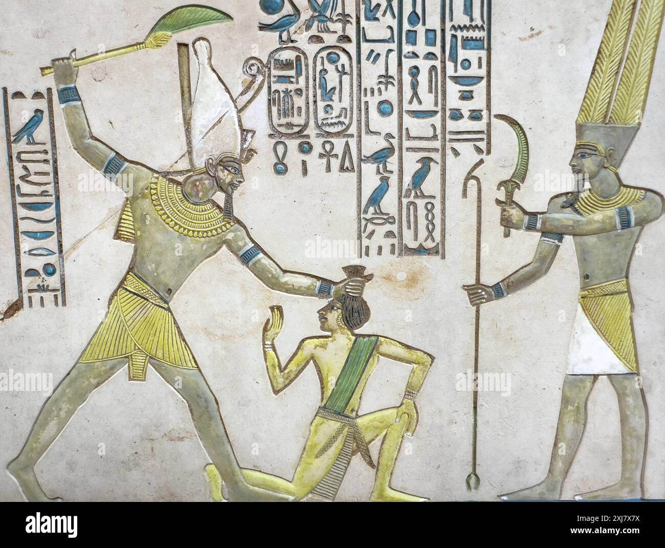 Stone tablet with Egyptian symbols and Egyptian pharaoh figures Stock ...