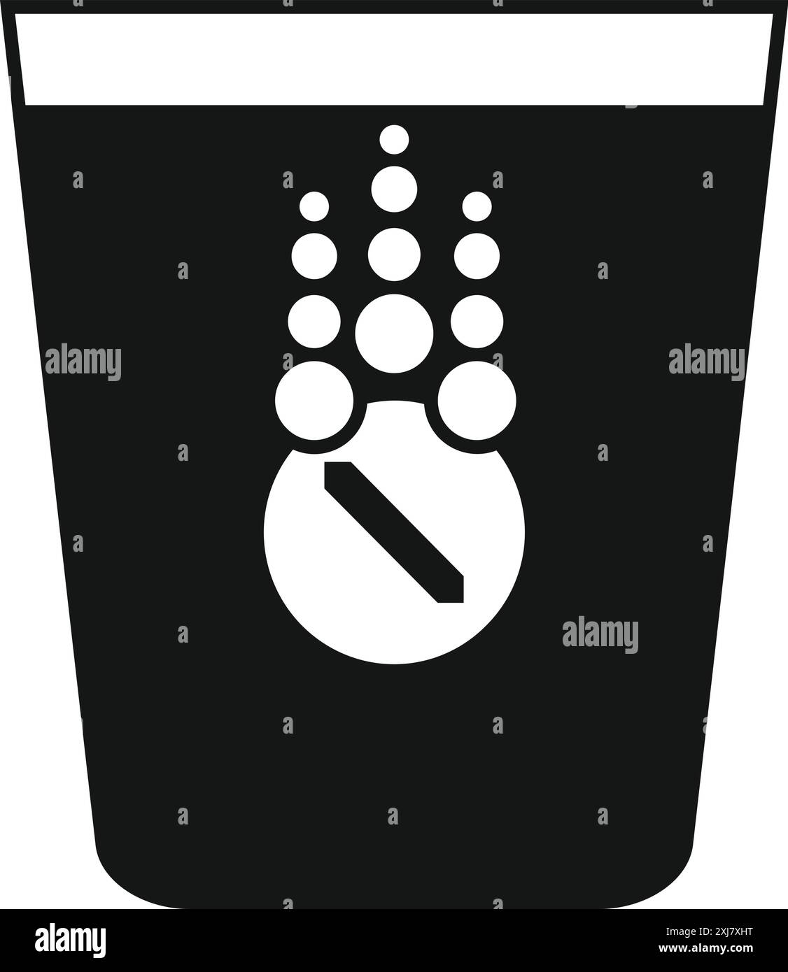 Black and white icon of an effervescent tablet dissolving in a glass of ...