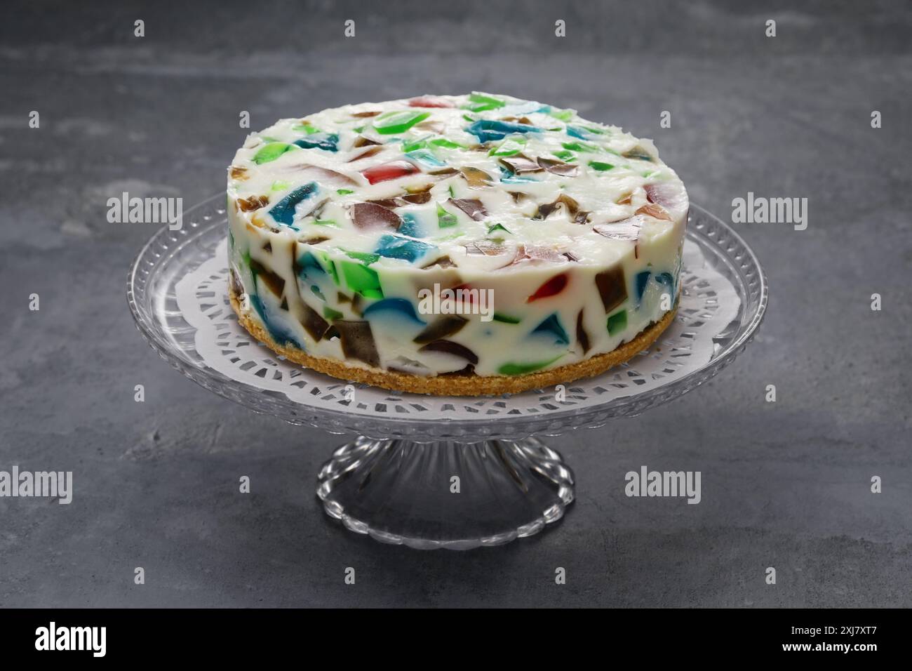 terrazzo cheesecake, homemade no-bake dessert Stock Photo - Alamy