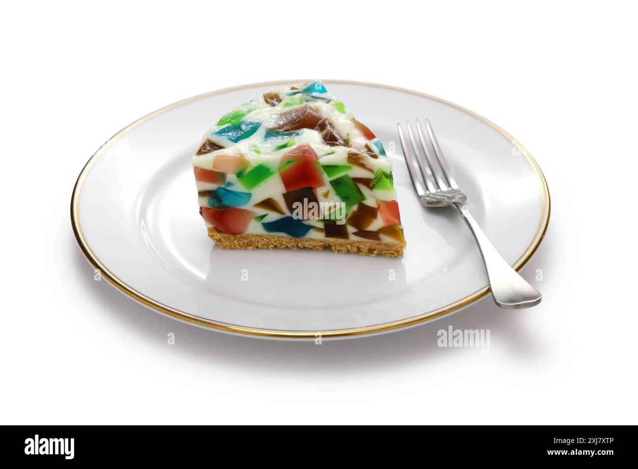 terrazzo cheesecake, homemade no-bake dessert isolated on white ...