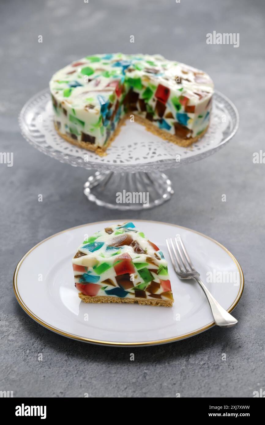 terrazzo cheesecake, homemade no-bake dessert Stock Photo - Alamy