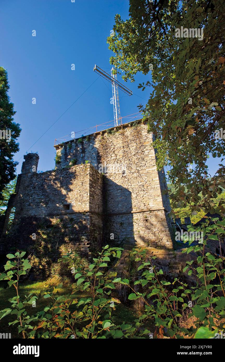 Italy Piedmont Domoossola Sacred Mount Mattarella castle in the gardens ...