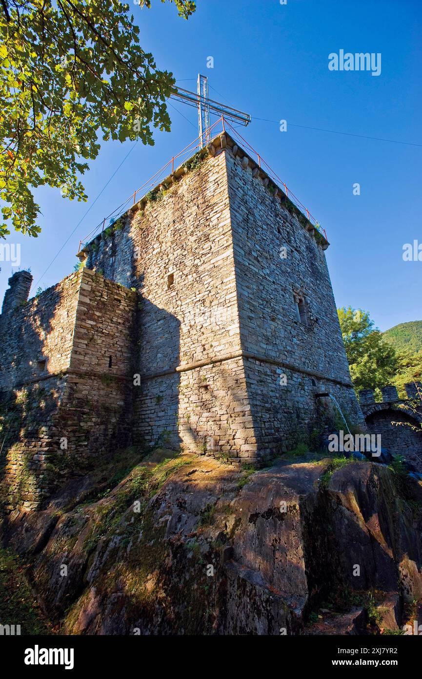Italy Piedmont Domoossola Sacred Mount Mattarella castle in the gardens ...