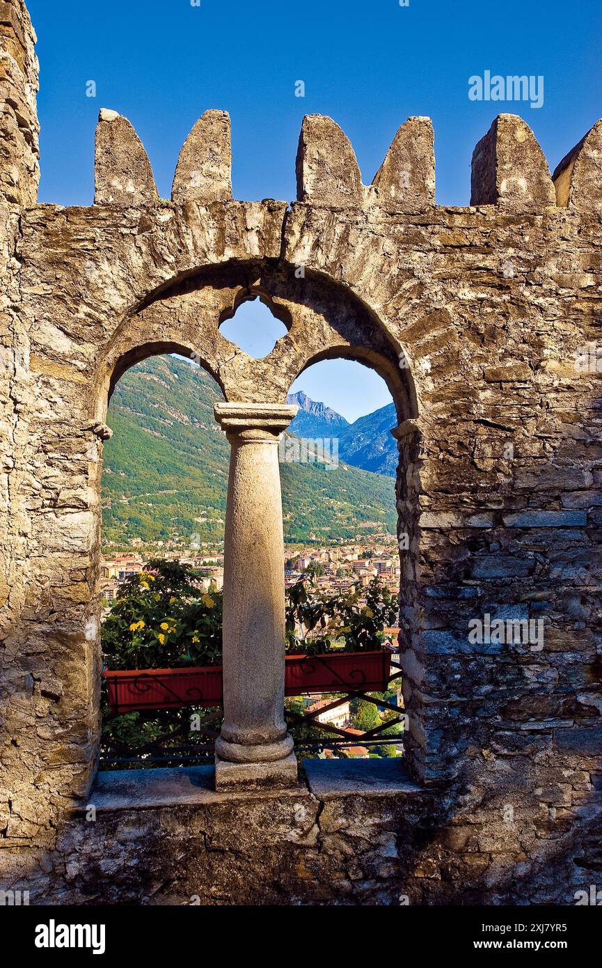 Italy Piedmont Domoossola Sacred Mount Mattarella castle in the gardens ...
